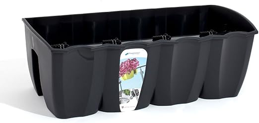 Prosperplast 18 ltr Graphite L size CROWN flower pot for railing, 3 ...