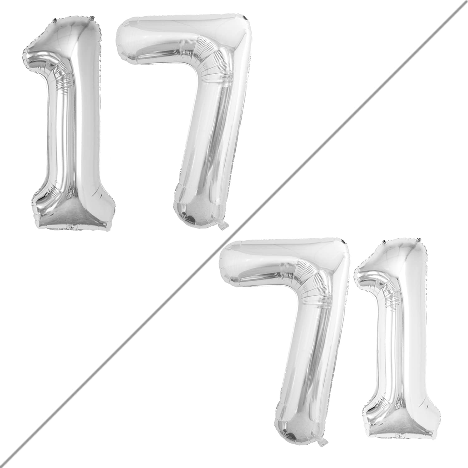 Amazon.com: GOER Number 17 Balloons for 17th Birthday Sweet 17 Party ...