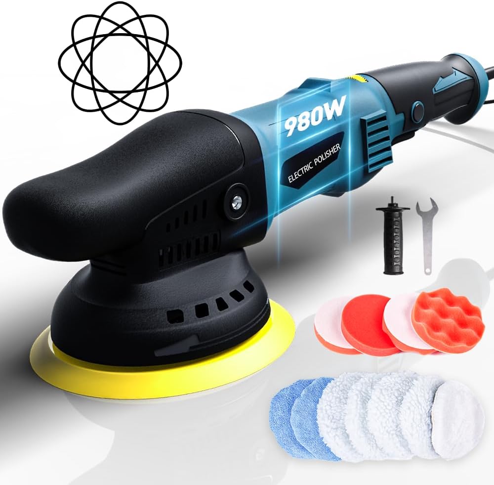 Dual Action Car Polisher Buffer,2000-5800RPM 6 Variable Speeds, 980W ...