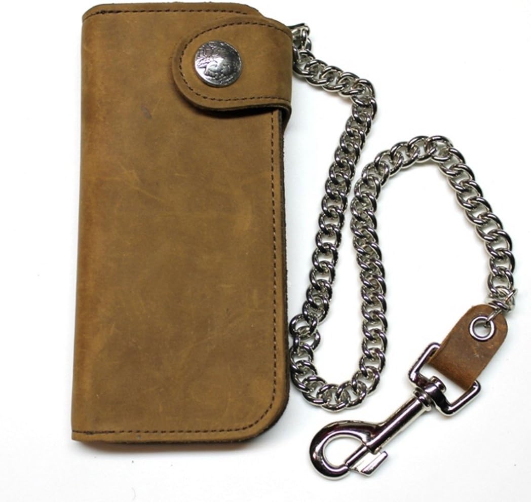 Amazon.com: Mascorro 7 inch Deluxe Biker Wallet - With Side Snap- Brown ...
