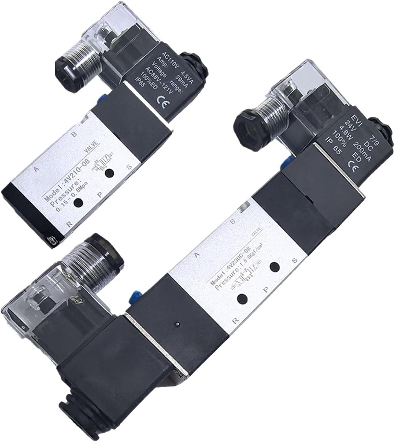 Amazon.com: 4V Pneumatic Valve 5/2 5/3 Air Electromagnetic AC220V ...