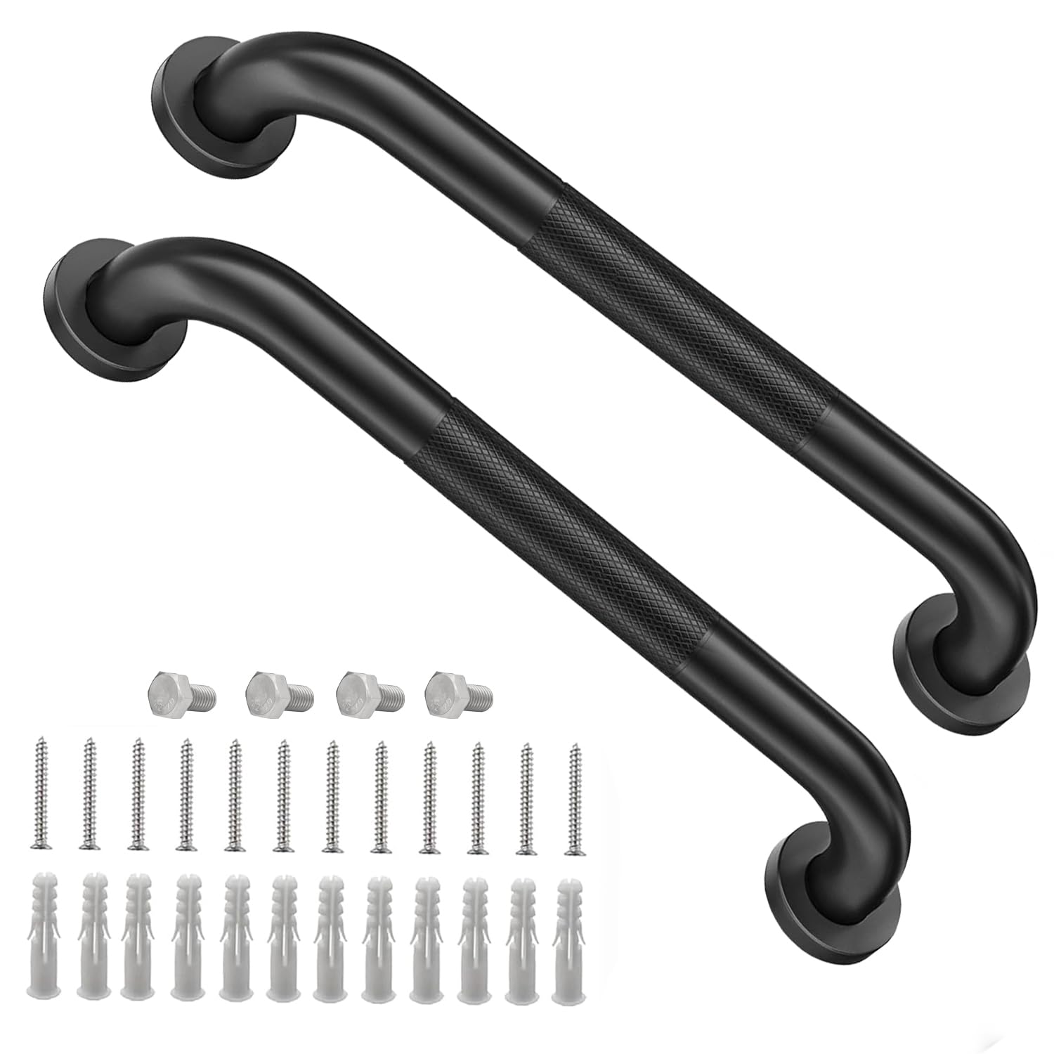 Amazon.com: 2 Pack Shower Grab Bars for Bathroom 16 Inch Black ...