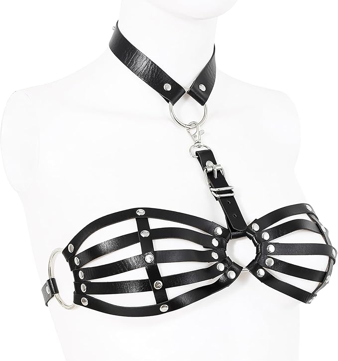 Amazon | Orirya ブラジャー セクシー ランジェリー 下着 ボンテージ ハーネス 乳枷 拘束 仮装 sm コスチューム 女性 レディース 首輪 人間 sm 拘束具 乳首攻め ...