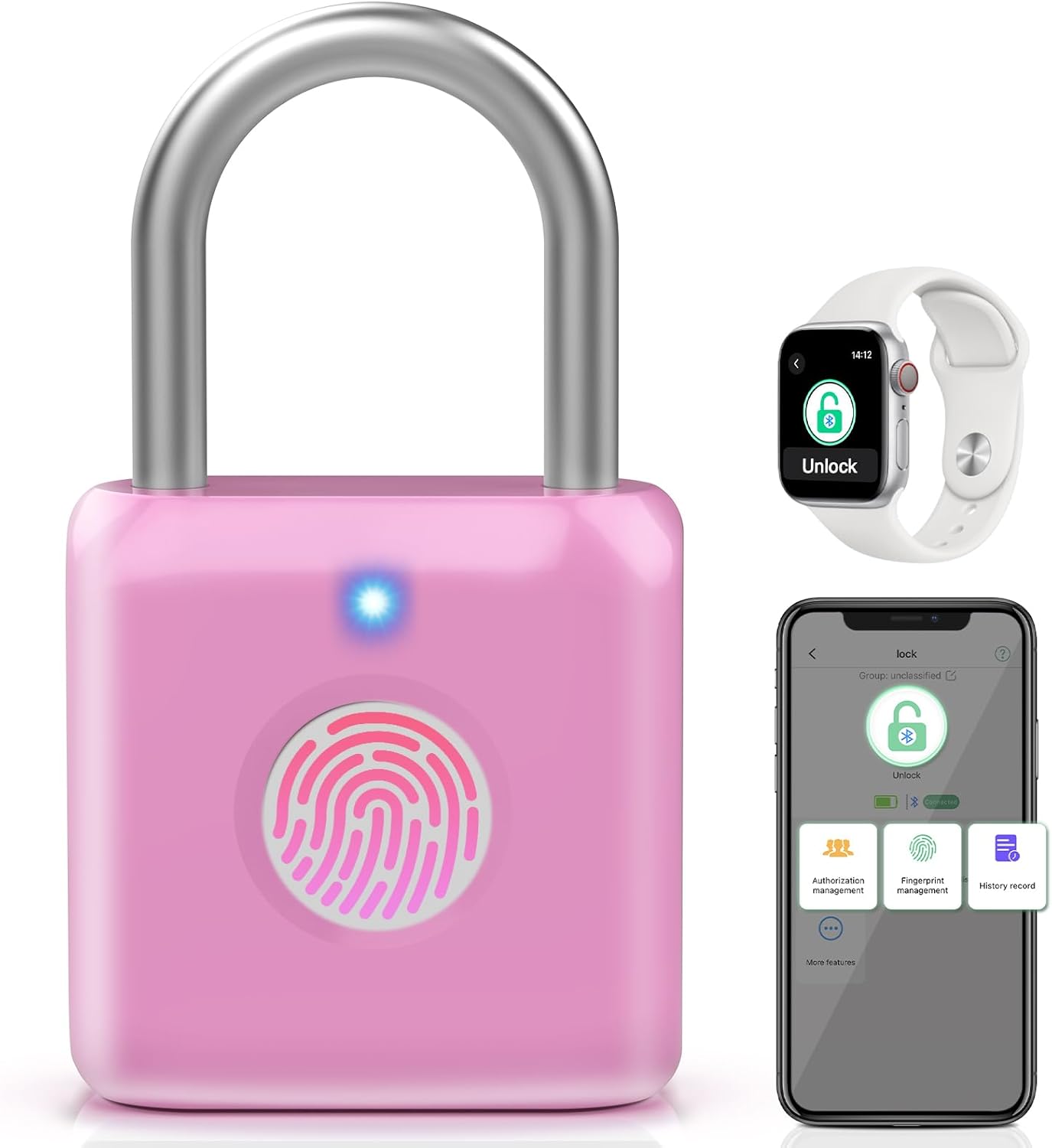Amazon.com : Pothunder Fingerprint Padlock, Locker Lock, Combination ...