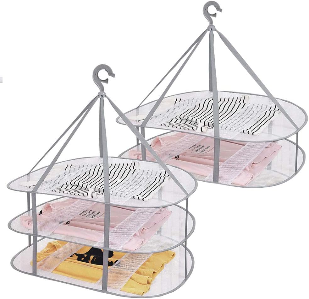 AYE Large Size Sweater Hanging Dryer, 2 Tier Folding Drying Rack, Lay ...