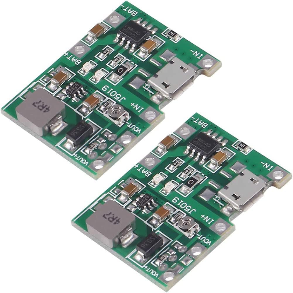 Amazon.com: 2PCS Battery Charger Module USB TP4056 3.7V 4.2V to 9V 5V ...