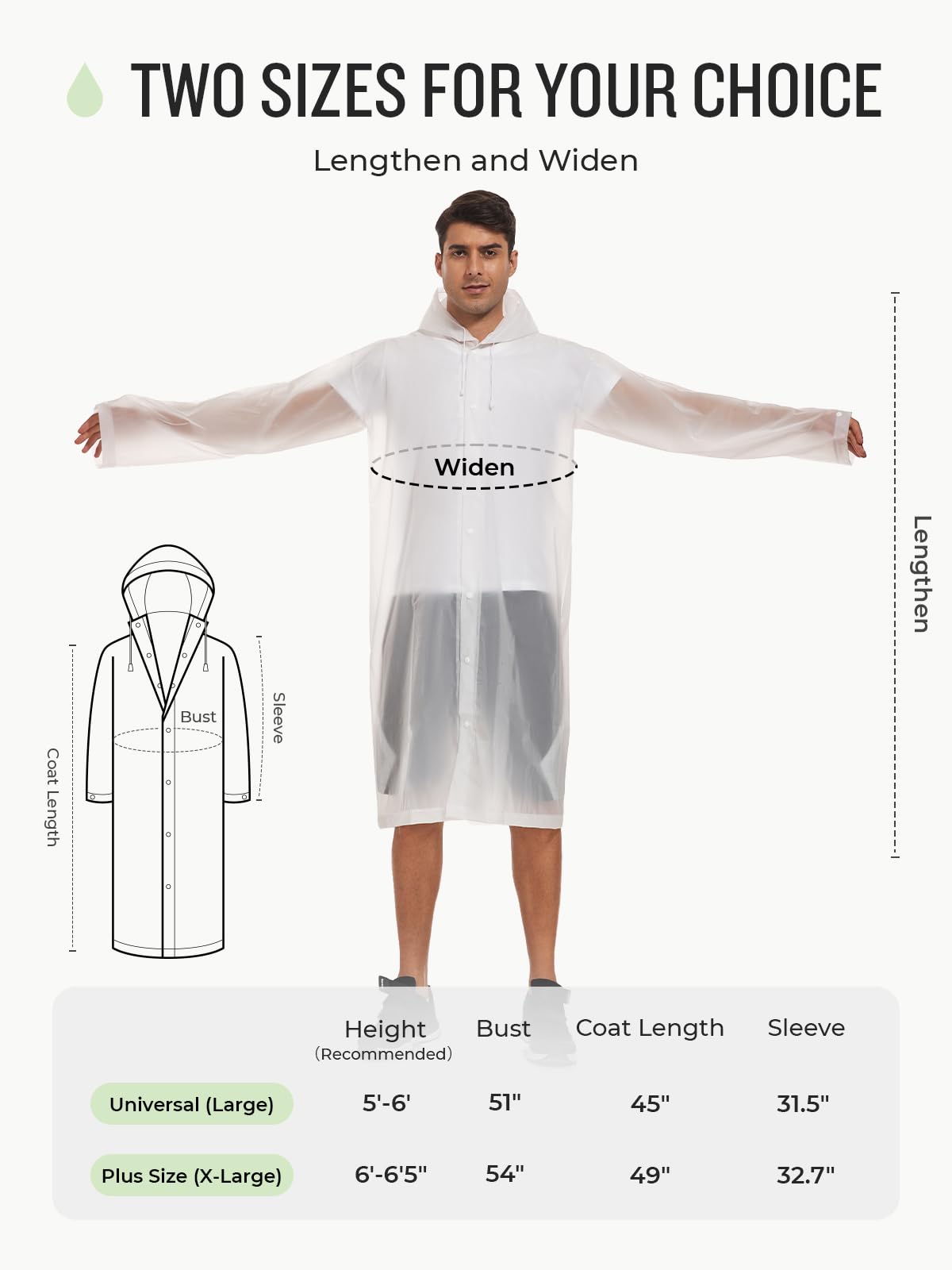 Snapklik.com : SaphiRose Extra Long Rain Ponchos For Adults - EVA Rain ...