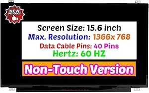 Amazon.com: BTSELSS LP156WHB-TLA1 LP156WHB(TL)(A1) HD 1366 x 768 40 pin 60 Hz 15.6" LCD Non ...