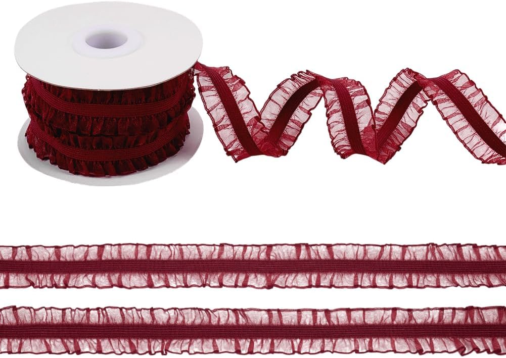 Amazon.com: FINGERINSPIRE 10 Yards Double Ruffle Lace Trim FireBrick 3/ ...