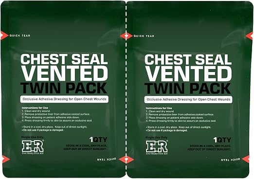 Amazon.com: Ever Ready First Aid Vented Chest Seal with Quick Tear Twin ...