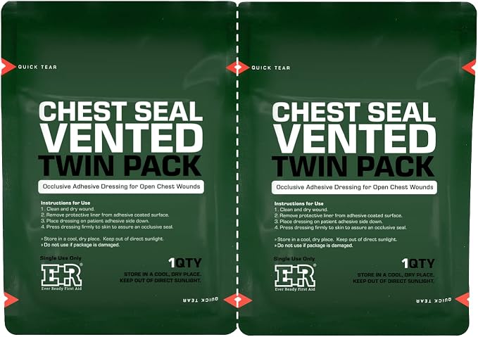 Amazon.com: Ever Ready First Aid Vented Chest Seal with Quick Tear Twin ...