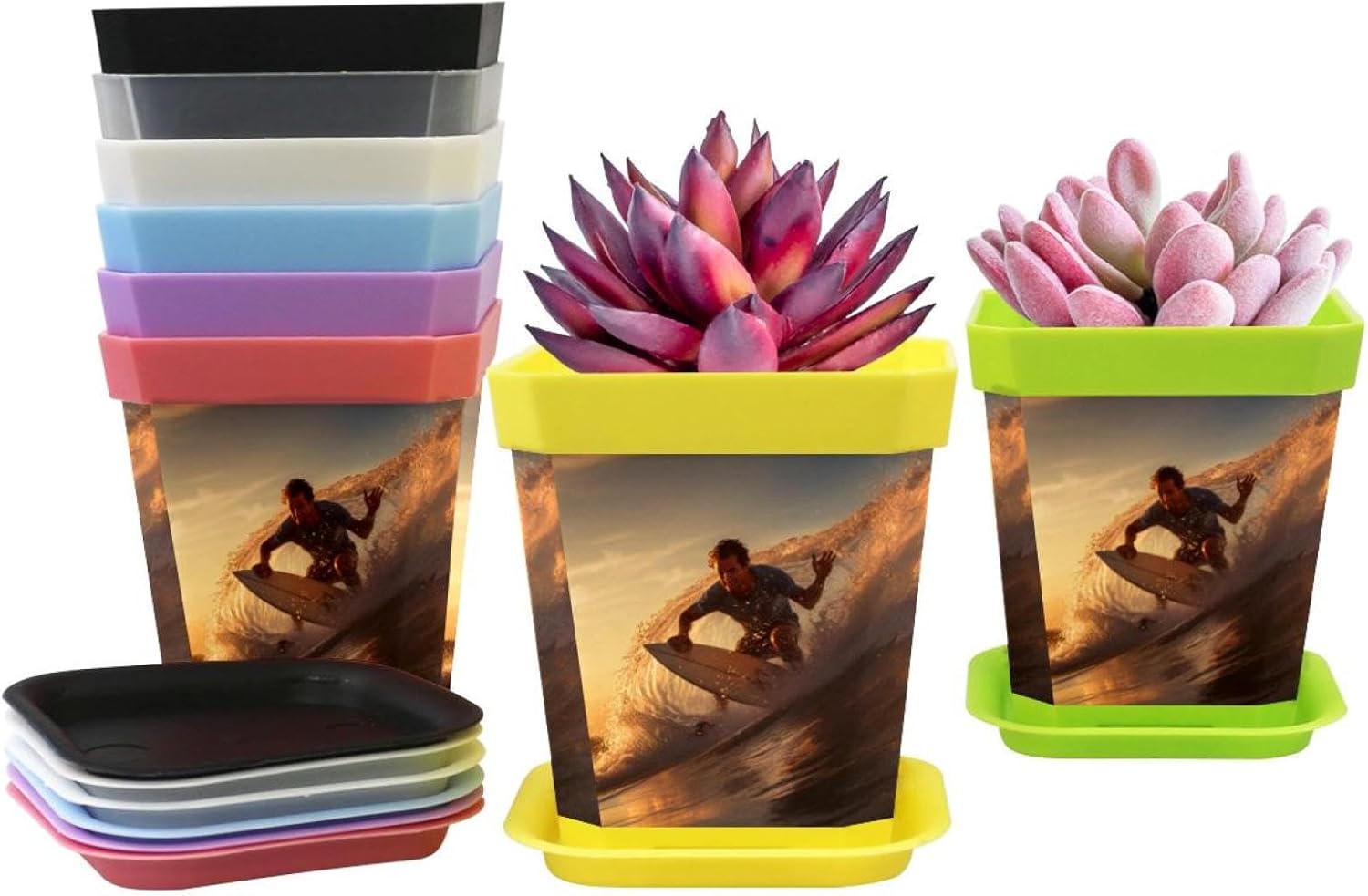 Amazon.com: Summer Surfing Play 8 PCS Plant Pot, Plastic Flower Pots ...