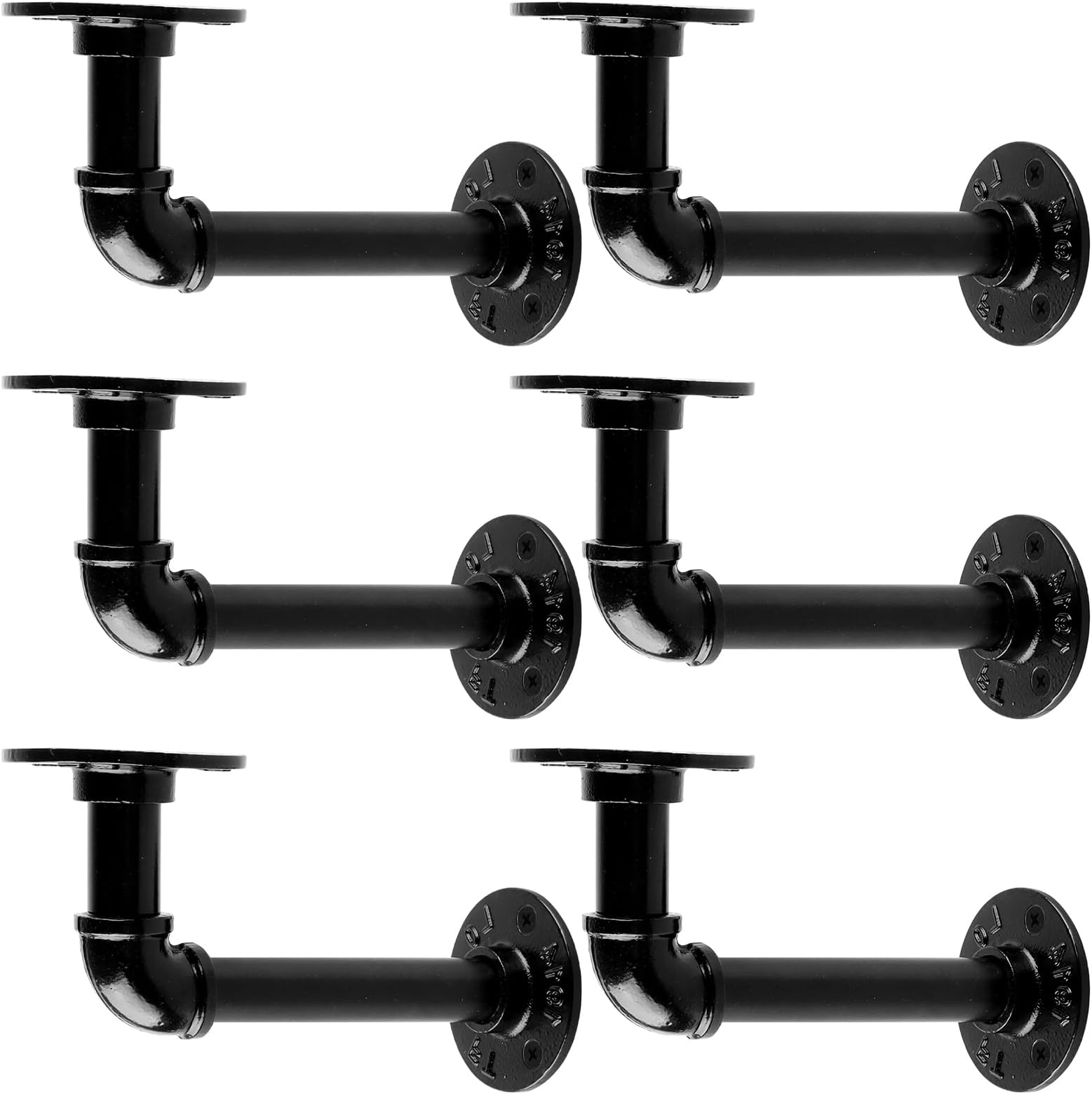 Amazon.com: PIPE DÉCOR Industrial Pipe Shelf Brackets 6 Pack, Authentic ...