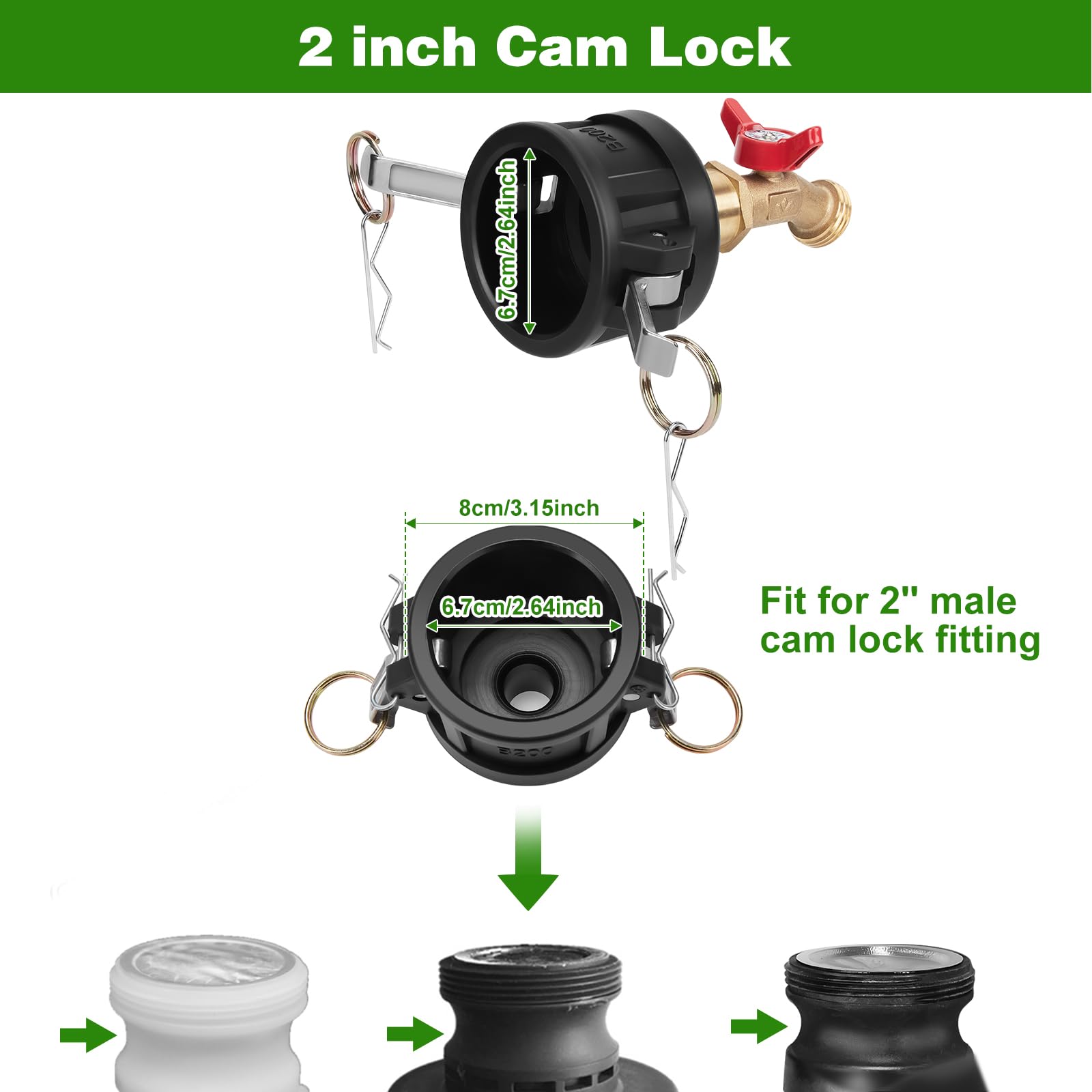 Snapklik.com : WADEO IBC Tote Adapter, 2" Cam Lock For 275-330 Gallon ...