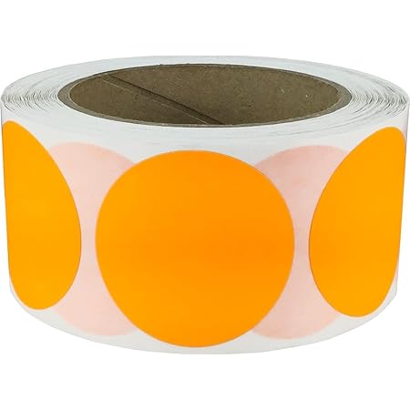 Fluorescent Orange Color Coding Dot Labels 25.4 mm 1 Inch Round 500 ...