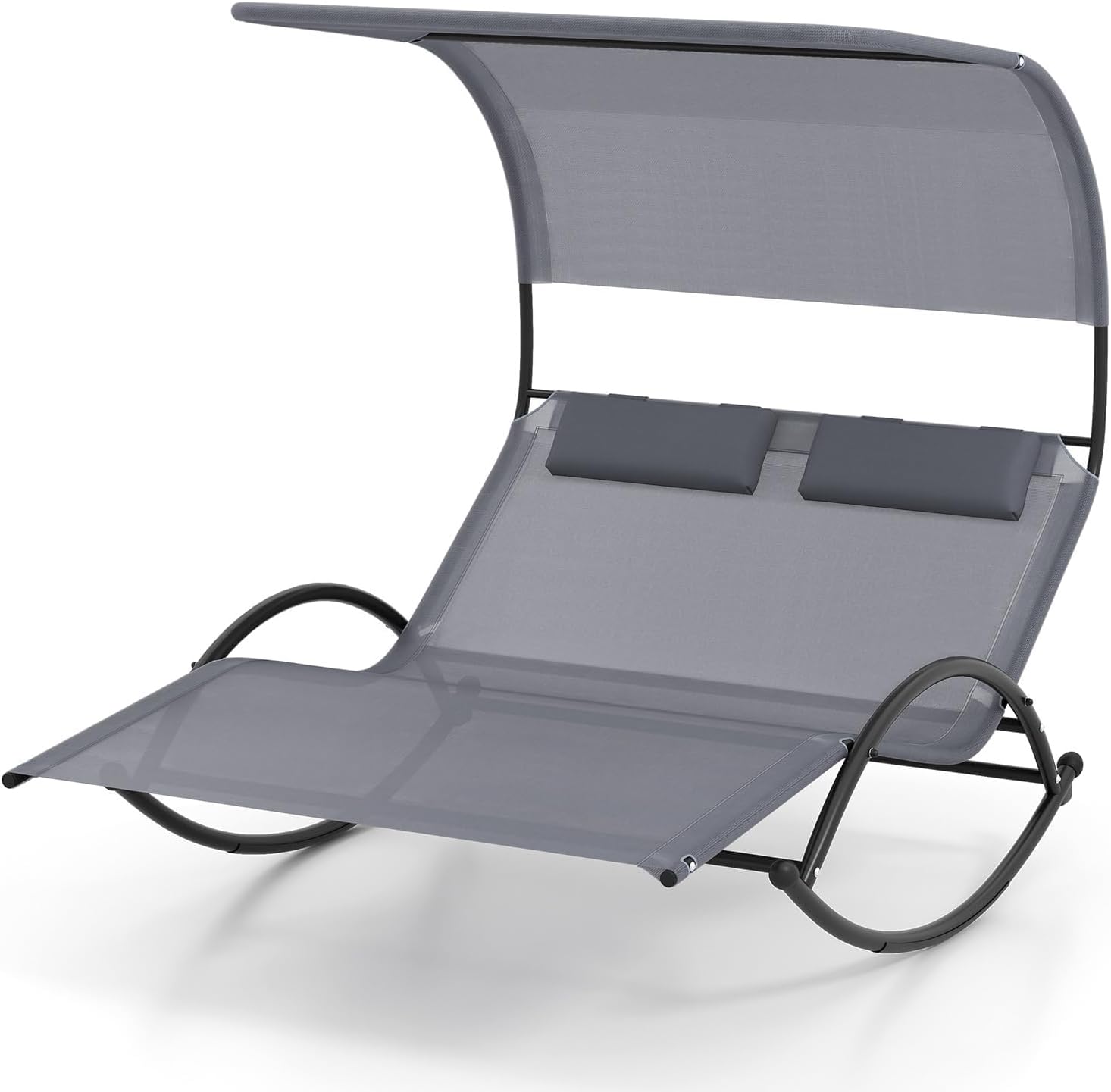 HAPPYGRILL Outdoor Chaise Lounge Rocker, 2-Person Rocking Daybed Sun ...