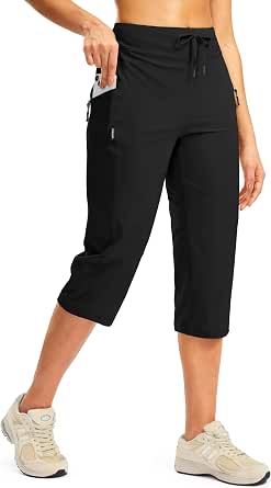 G Gradual Women's Capri Pants with 3 Zipper Pockets Lightweight Quick ...