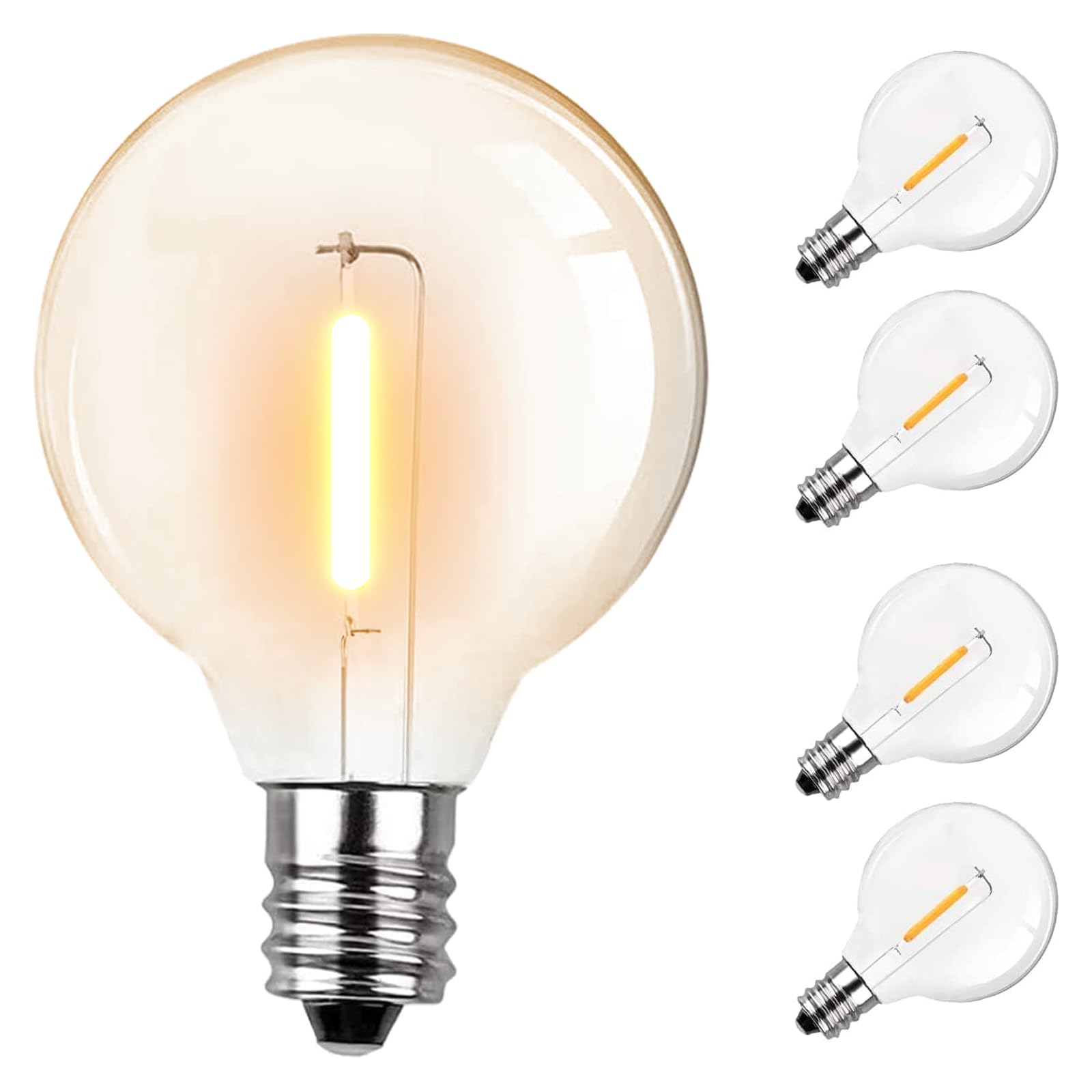 GLUROO G40 LED Replacement Light Bulbs, 1W Shatterproof Globe Bulbs for ...