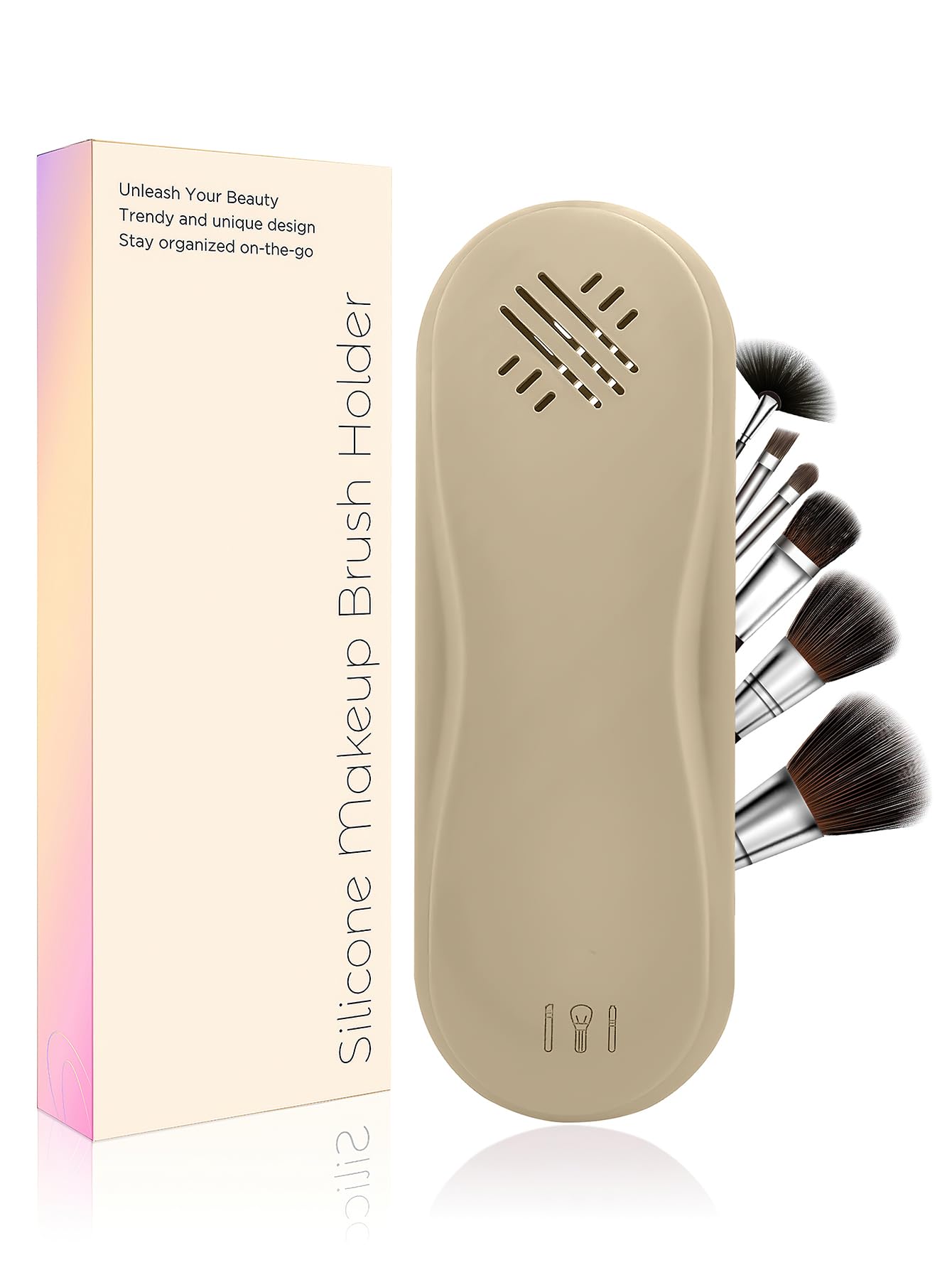 Amazon | ALDOVA アップグレードされた落下防止二重磁気シール付きシリコントラベルメイクアップブラシバッグ、女性/女の子向けの大型 ...