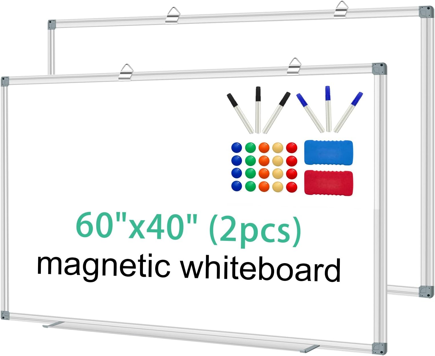 Amazon.com : H-Qprobd Whiteboard Dry Erase White Board for Wall 60x40 (2pcs) Magnetic Boards for ...