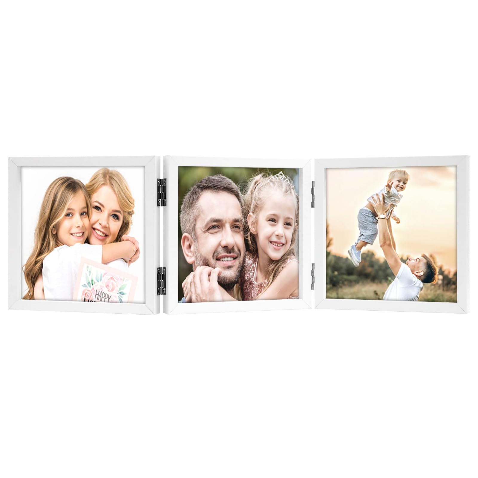 Amazon.com - 3 Picture Frame 5x5 White Triple Hinged MDF Wood with ...