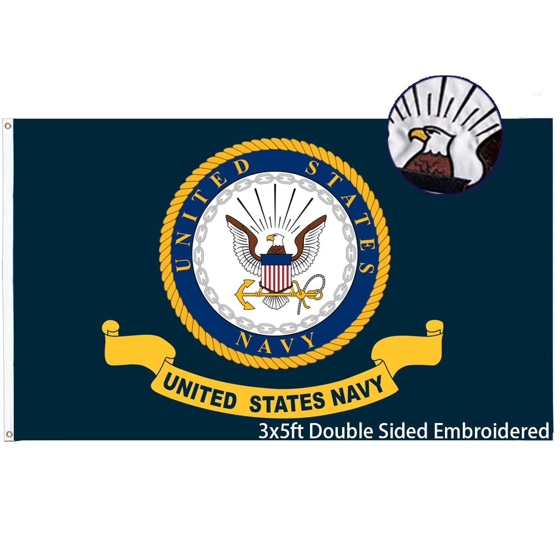 Amazon.com : Navy Flag Navy Emblem Double Sided Embroidered 3x5 ft Flag ...