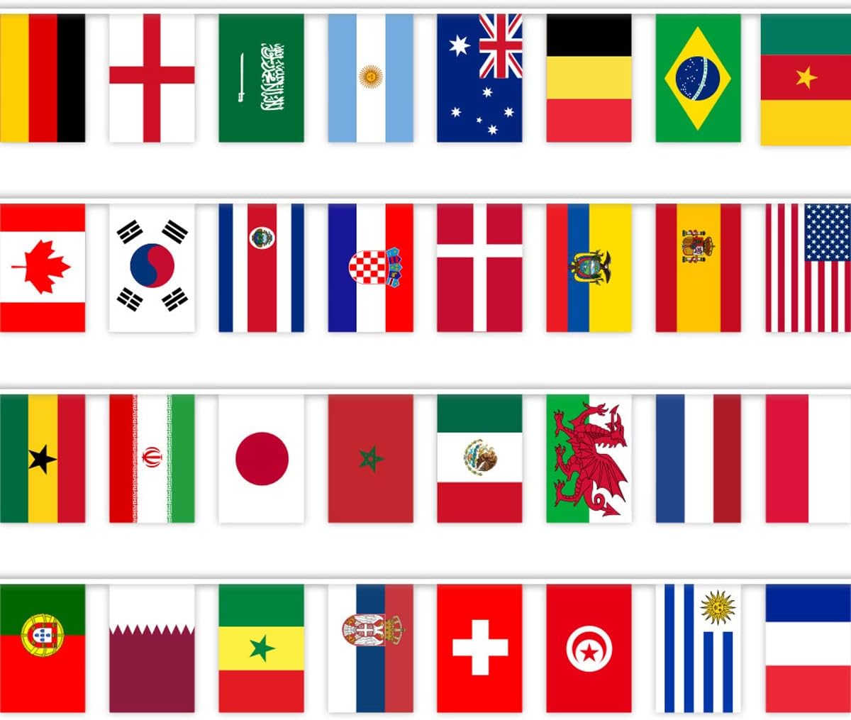 Amazon.com: Banderines de bandera de cadena de la Copa Mundial de Qatar ...