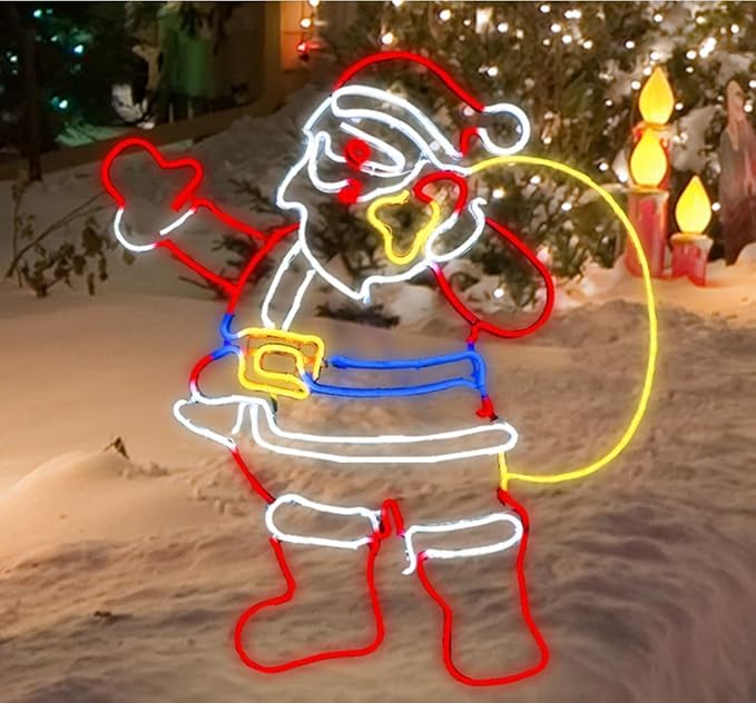 Amazon.com: 28.7inch 795LED Santa Light,Colorful Neon Light Christmas ...