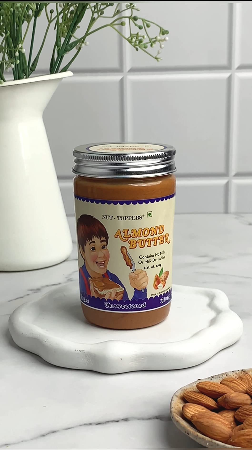 Nut Toppers Almond butter 270g | Unsweetened | High Proteins | 100% ...