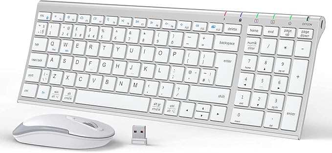 iClever GK03 Wireless Keyboard and Mouse Combo - 2.4G Portable Wireless Keyboard Mouse ...