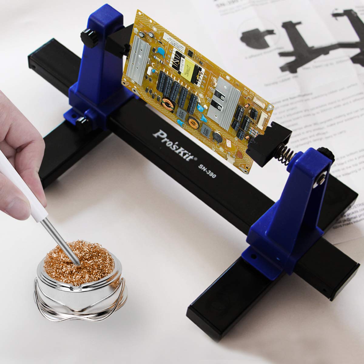 Adjustable Printed Circuit Board Holder with Soldering Tip Iron Cleaner ...
