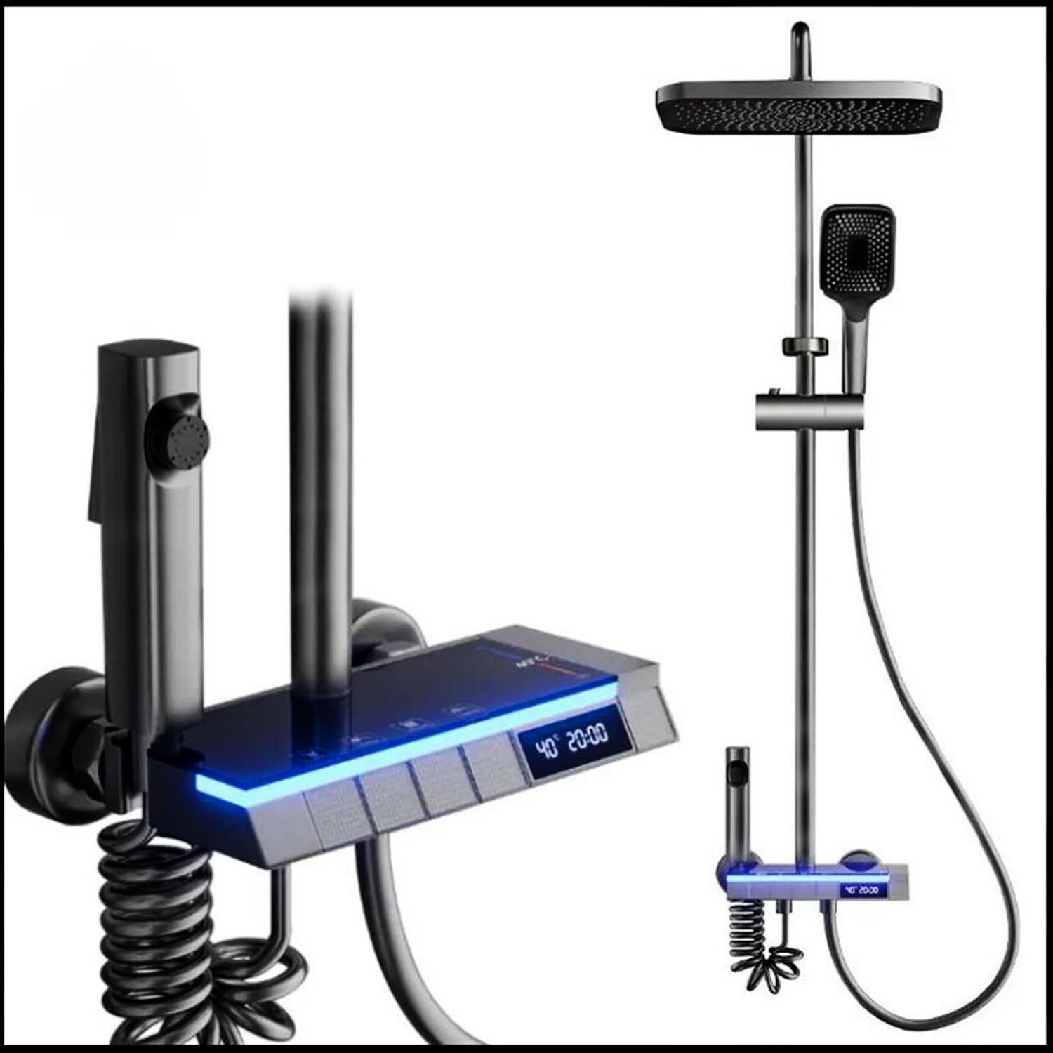 Shower System with LED Digital Display and Atmosphere Lamp, Piano Key ...