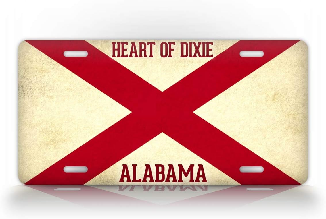 Amazon.com: Alabama State Flag Vanity Front License Plate Tag Printed ...