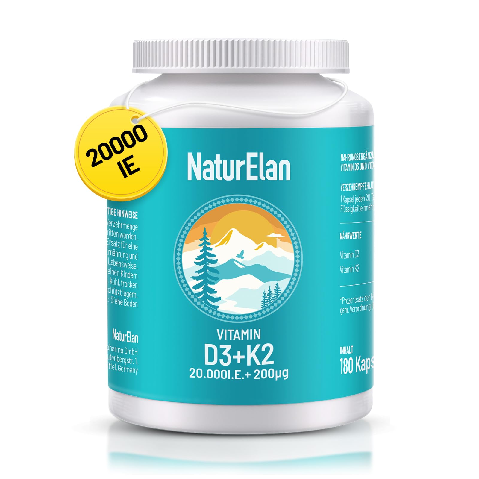 Vitamin d3 k2 capsules high dose - 20000 IU + vitamin K2 MK7 200 mcg ...