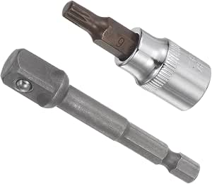 CoCud Spline Bit Socket, M6 Bit 3/8" Drive 2" Length, CR-V Socket with ...