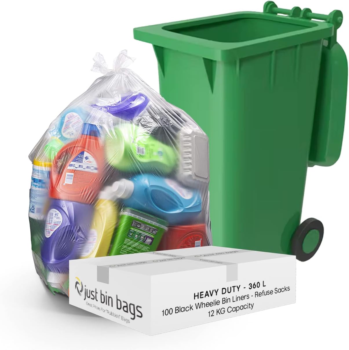 2 X Tidyz 6 Wheelie Bin Extra Large Liners 300L Black Dustbin Rubbish ...