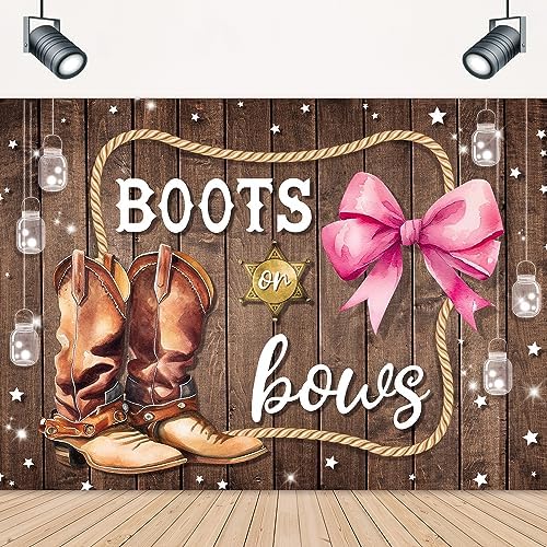 Amazon.com : Avezano Boots or Bows Gender Reveal Backdrop Rustic Wooden ...