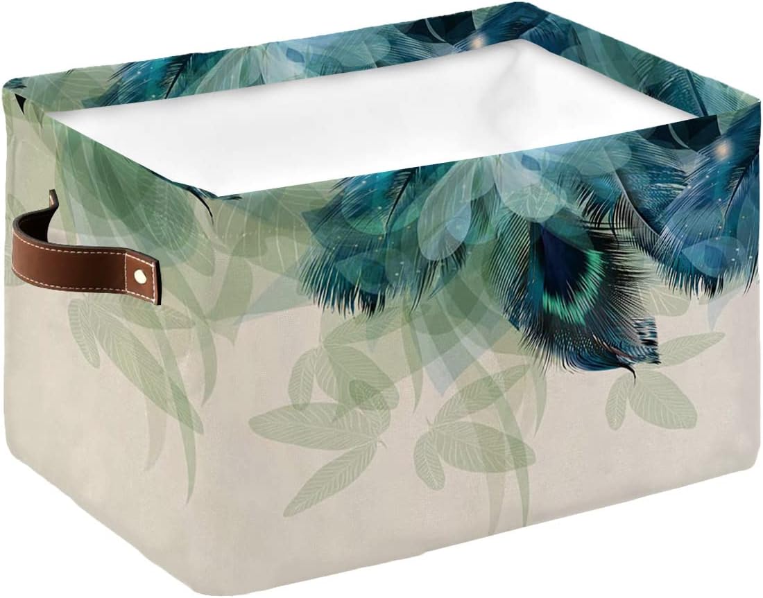 Amazon.com - Peacock Blue Turquoise Feather Storage Baskets for Shelves ...