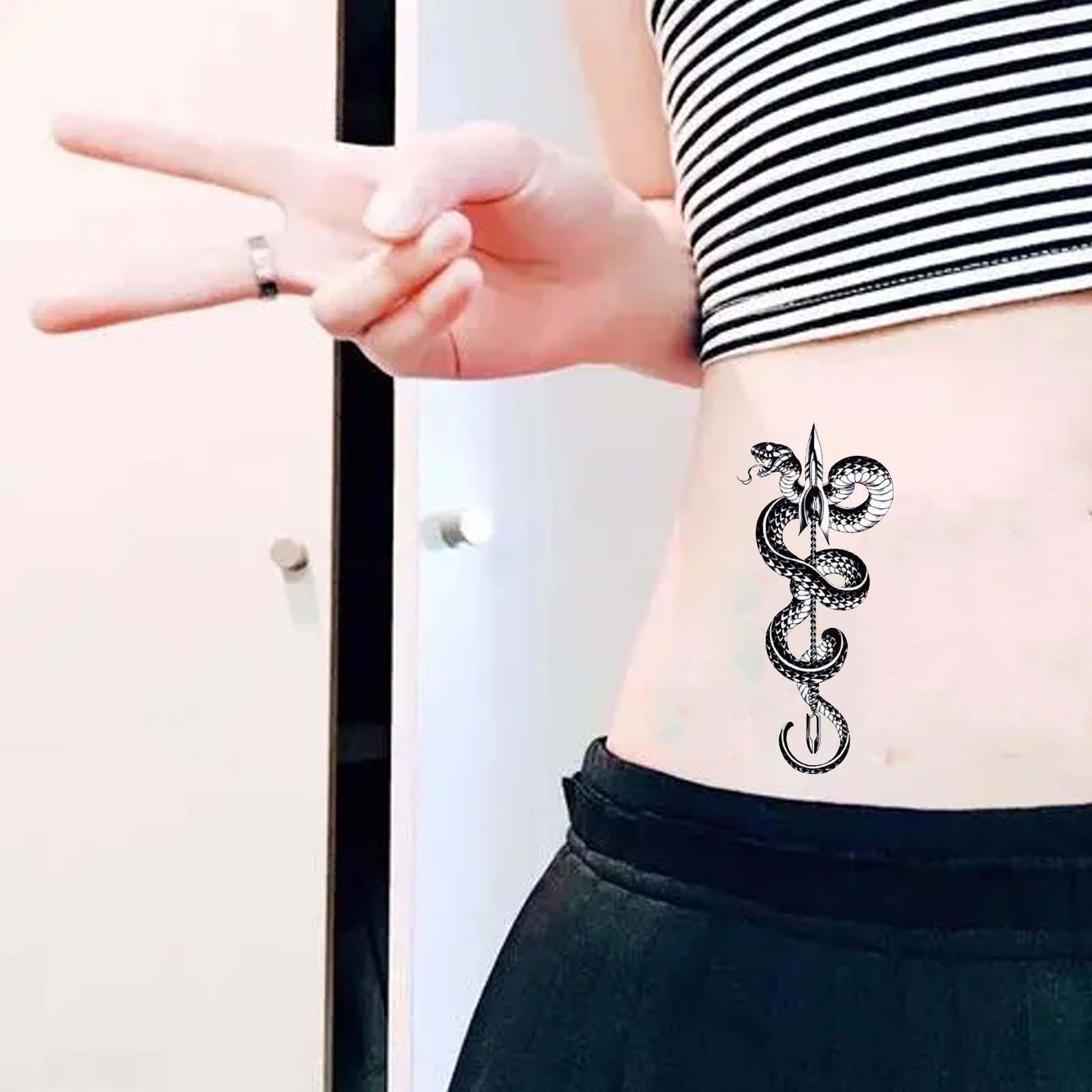 12 Sheets Temporary Tattoos Snake, Men’s Fake Tattoo Stickers, Death ...