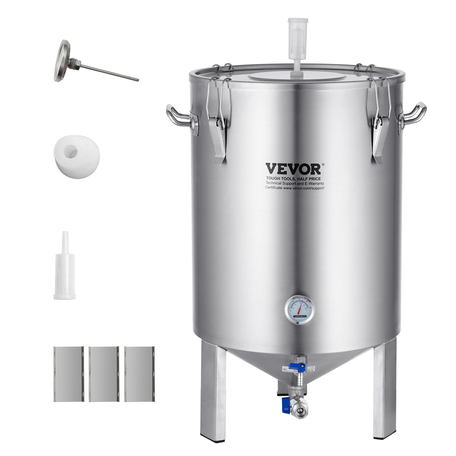Amazon.com: VEVOR Fermentation tank 16 Gallon Stainless Steel Beer Brew ...