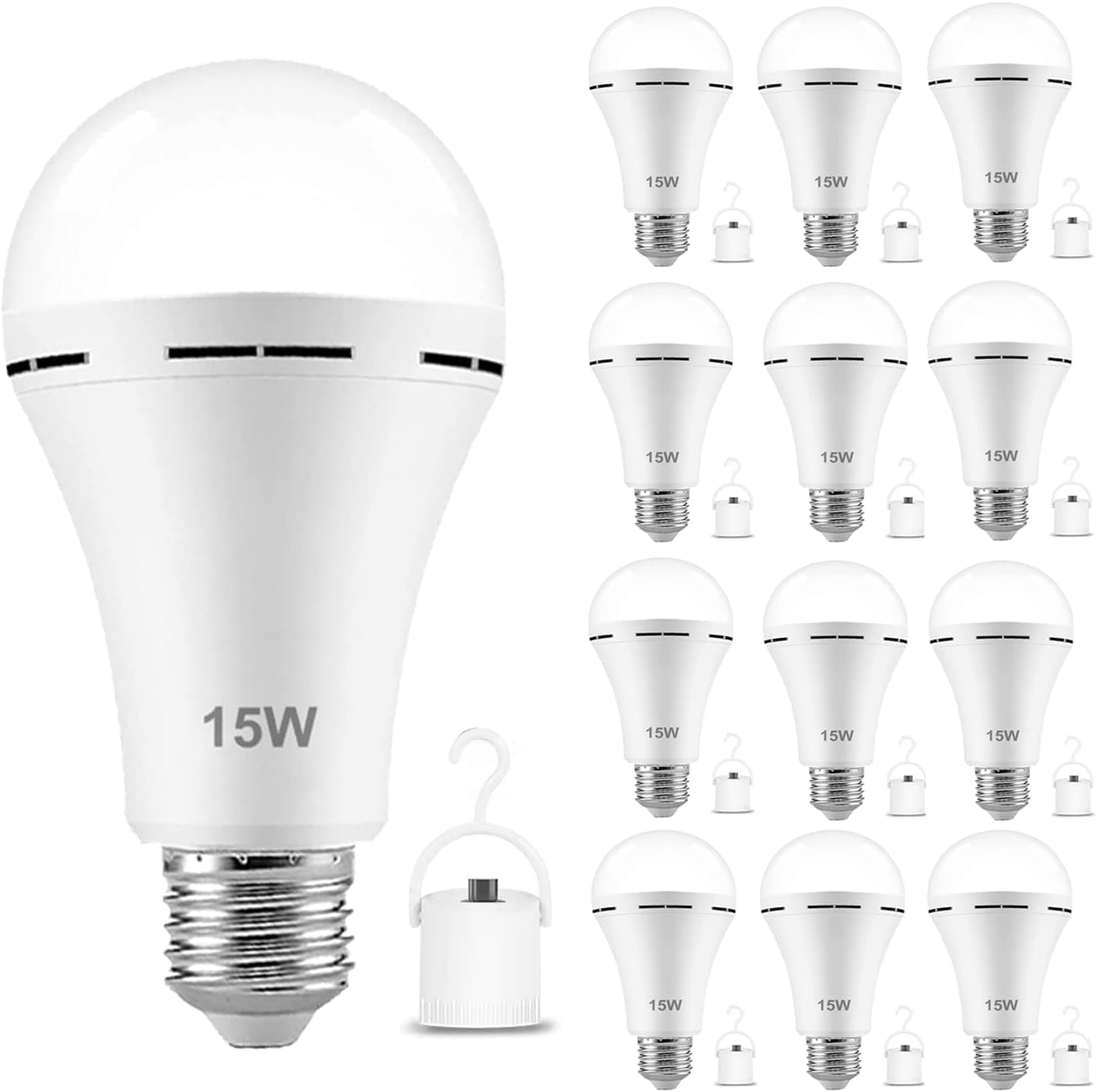 HouLight 5W Rechargeable Emergency LED Light Bulbs with Back Up Battery ...