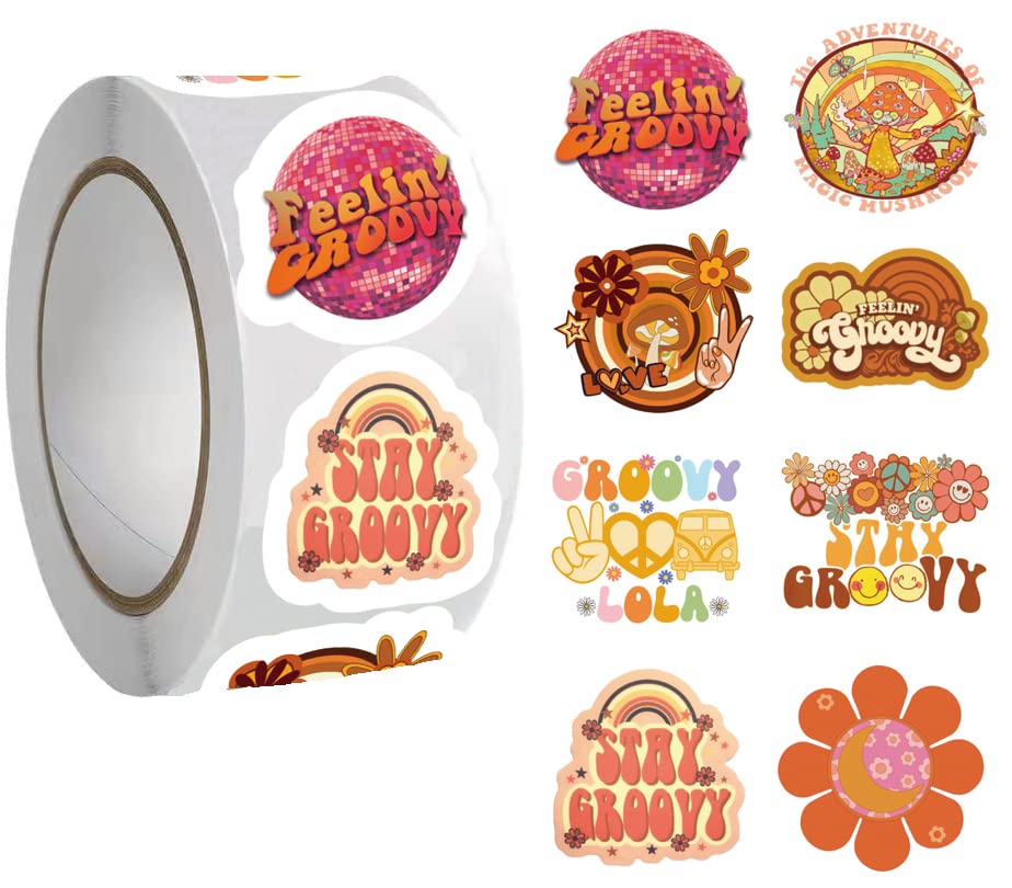 Amazon.com: 500 Pieces（8 Patterns）Groovy Peace Hippie Stickers Colorful ...