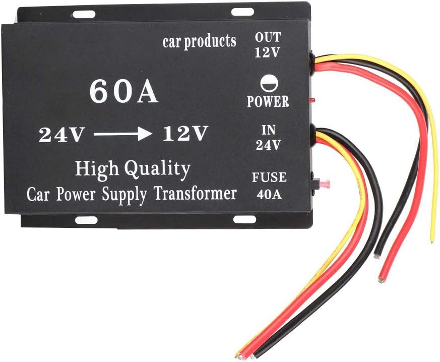 Aramox Convertidor eléctrico para coche, 720 W, 60 A, 24 V a 12 V ...
