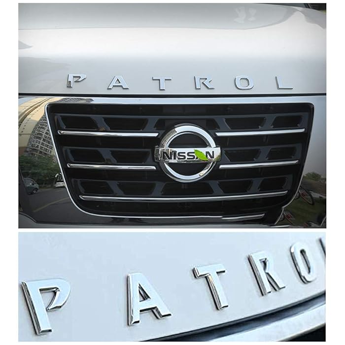 Buy LIYUN Car Stickers PATROL Logo and V8 Logo ABS Chrome Car Front ...