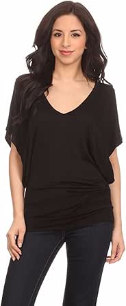 Onno Los Angeles Women's Helena V-Neck Top Black Medium at Amazon Women ...