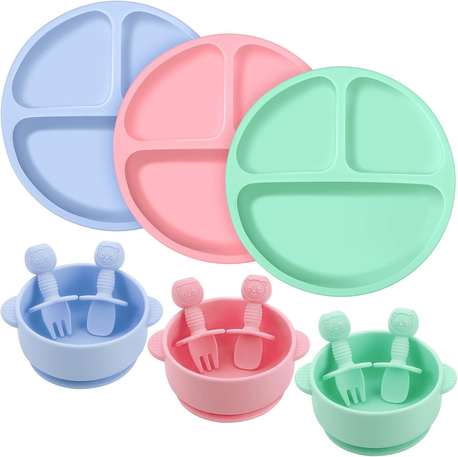 Amazon.com : Pimoys Baby Dishware Set, 12 Pack Silicone Baby Suction ...