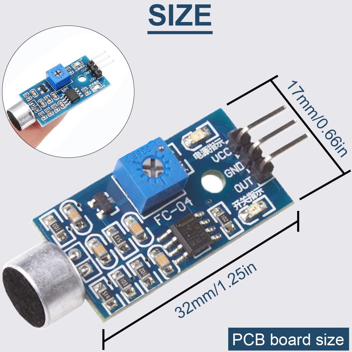 Snapklik.com : DAOKAI 5PCS Microphone Sensor Module High Sensitivity ...