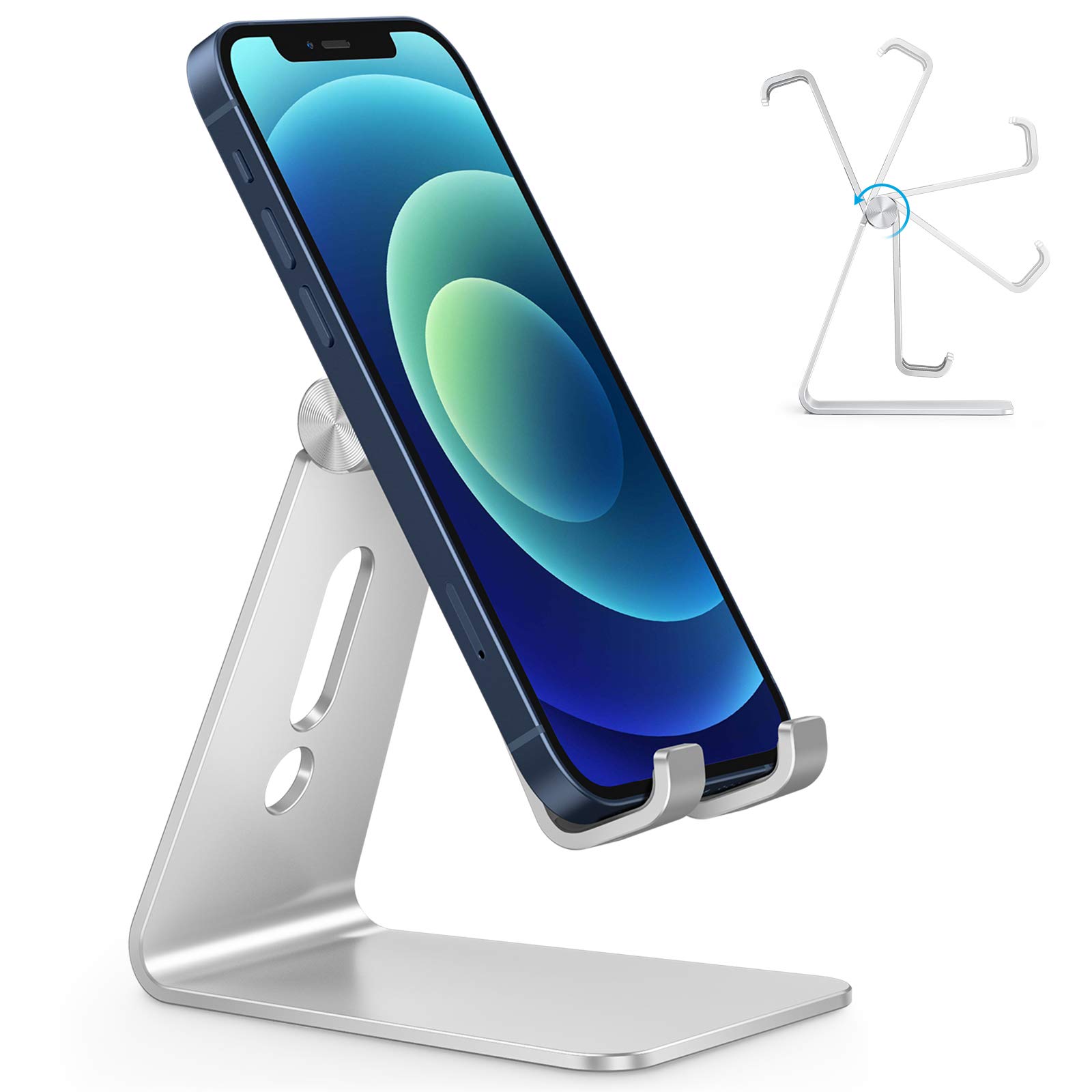 OMOTON Phone Stand, Adjustable Aluminum Cell Phone Stand for Desk ...