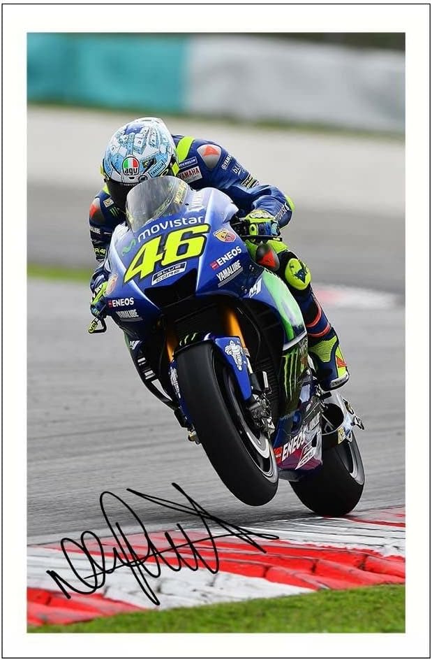 Valentino Rossi Signed 12x8 Inch Photo Print Pre Printed Signature ...