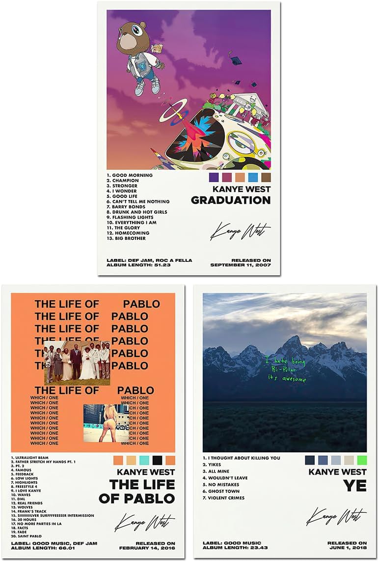 Amazon.com: Kanye West Posters Art Prints Music Album Cover Poster ...